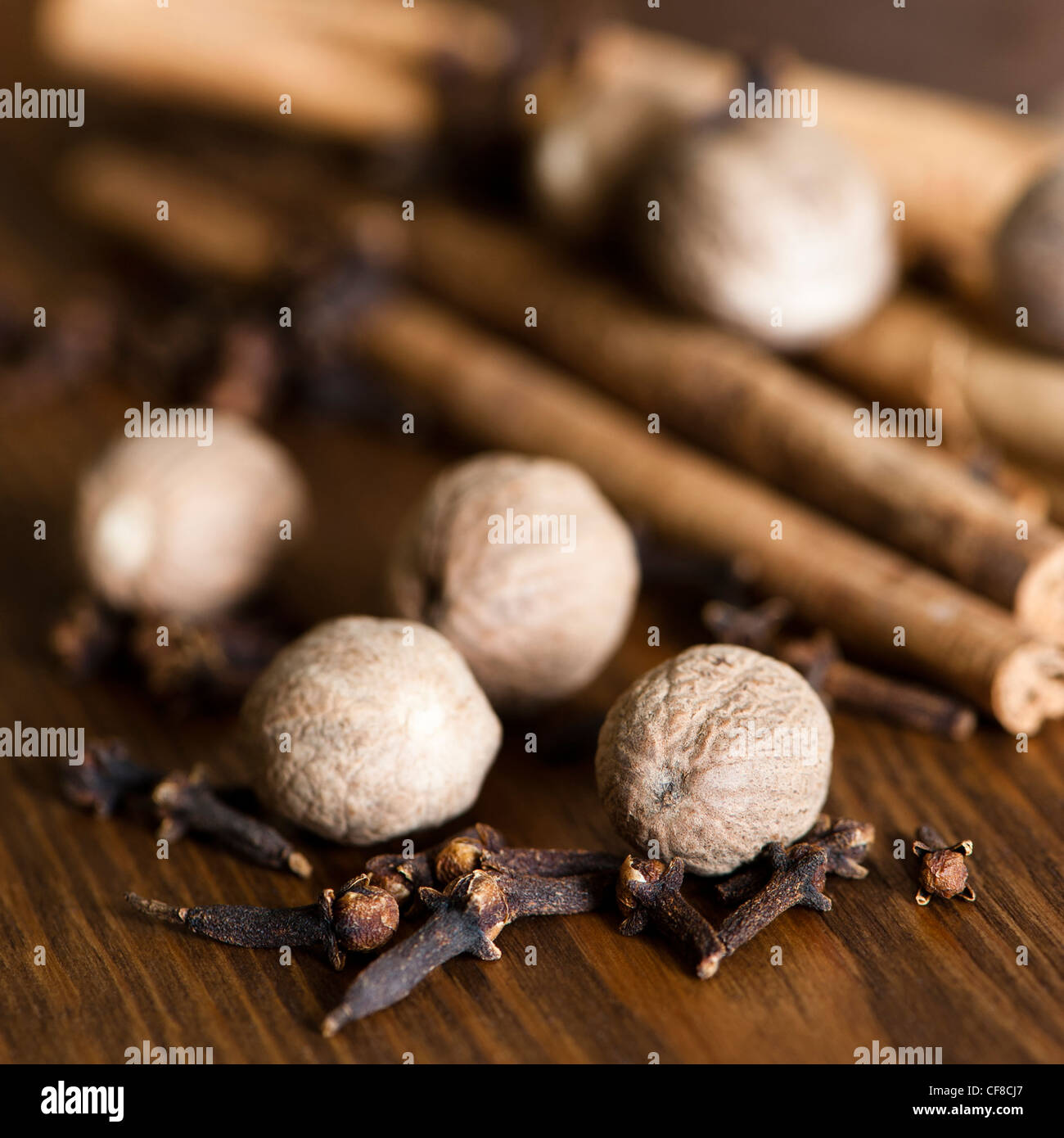 Nutmeg, Myristica fragrans, Cinnamon, Cinnamomum verum, and Cloves ...