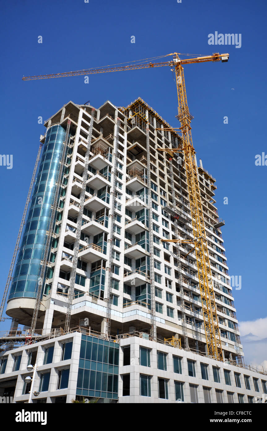 Israel, Tel Aviv, Construction of a modern high rise building on ...