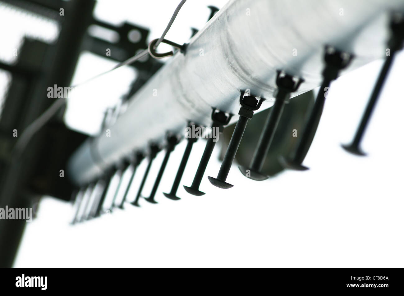 Metal lighting tower with climbing pegs Stock Photo - Alamy