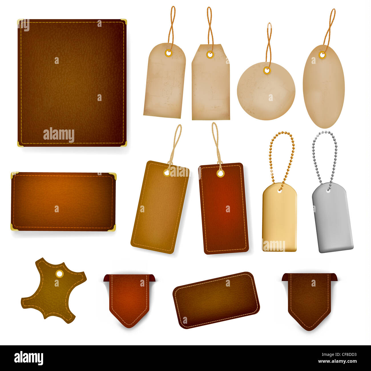 Big set of leather labels and tags Stock Photo - Alamy
