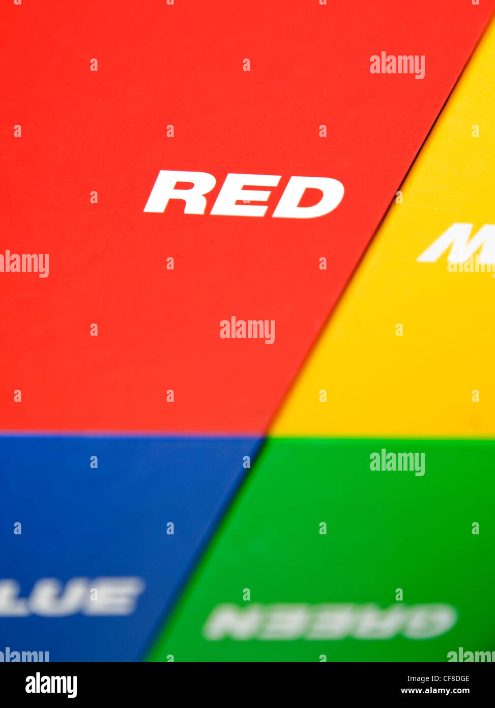 The word "red" written on a colourful cover Stock Photo - Alamy