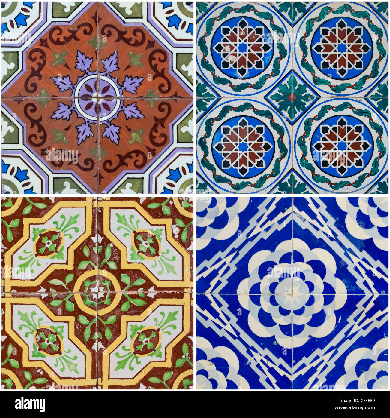 Colorful vintage ceramic tiles wall decoration Stock Photo - Alamy