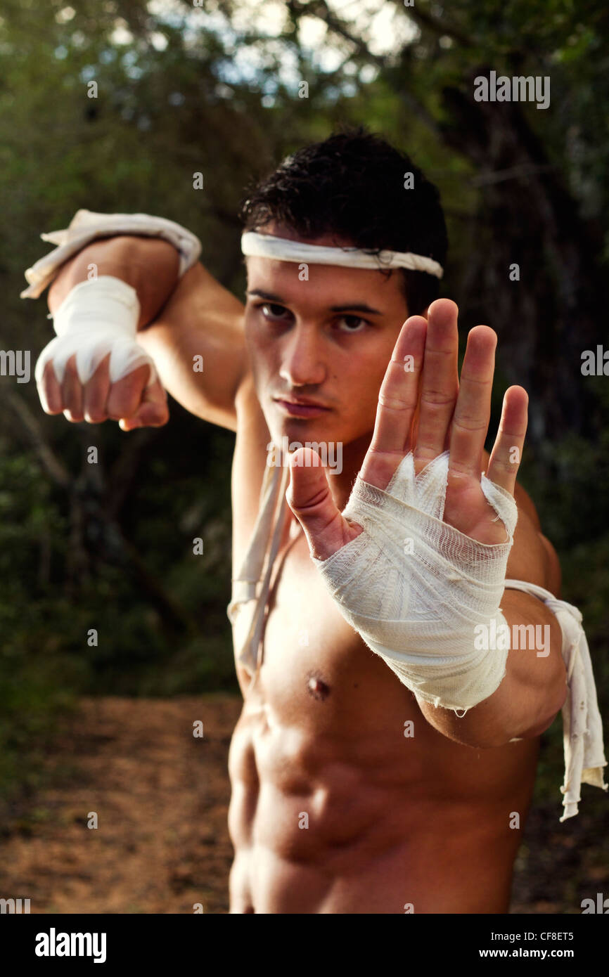 View of a fighter male on a fight position Stock Photo - Alamy