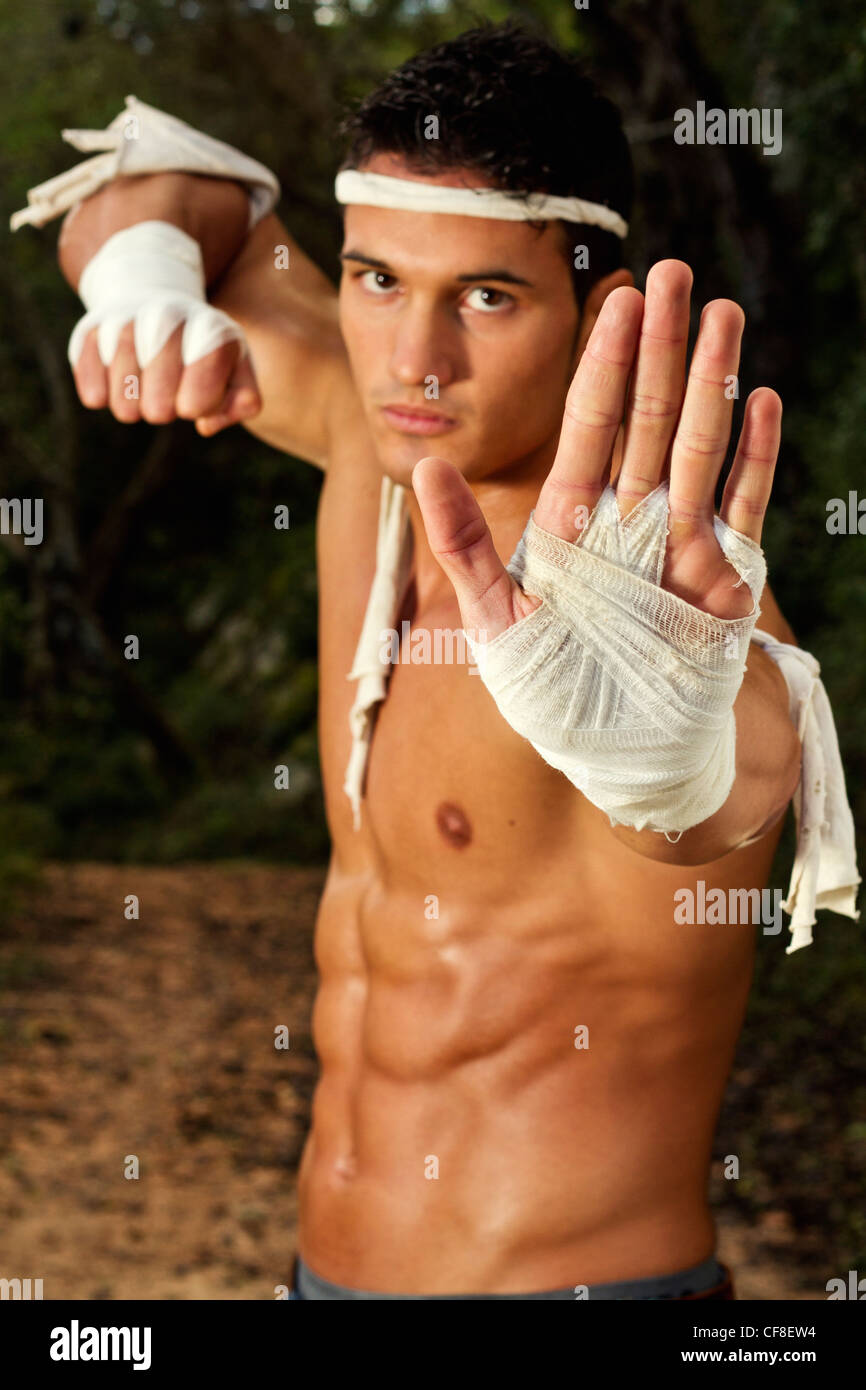 View of a fighter male on a fight position Stock Photo - Alamy
