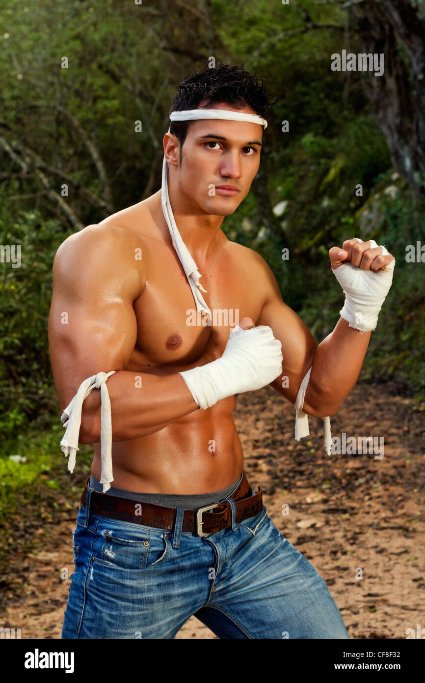 View of a fighter male on a fight position Stock Photo - Alamy