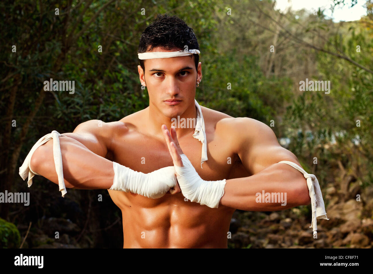 View of a fighter male on a fight position Stock Photo - Alamy