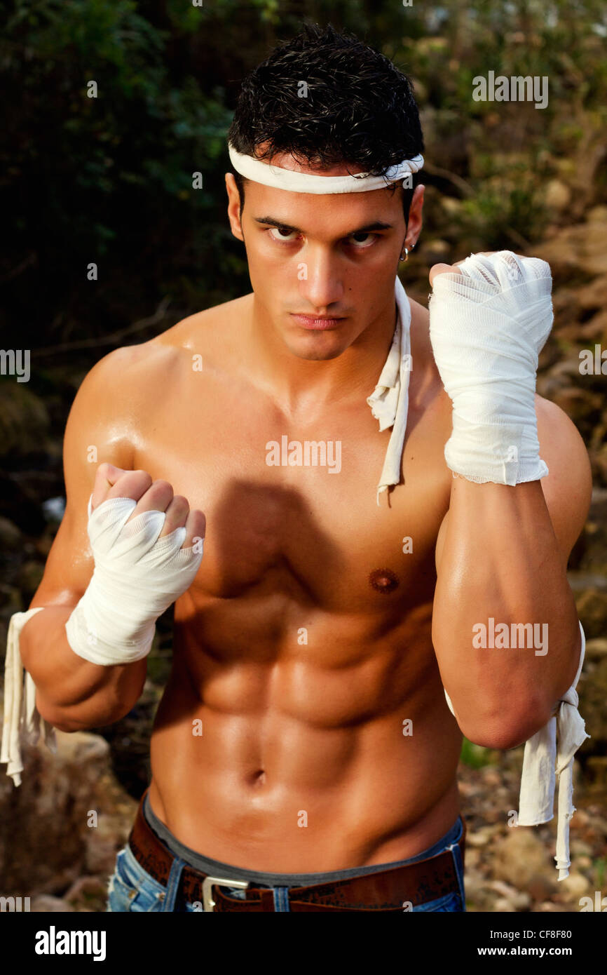 View of a fighter male on a fight position Stock Photo - Alamy