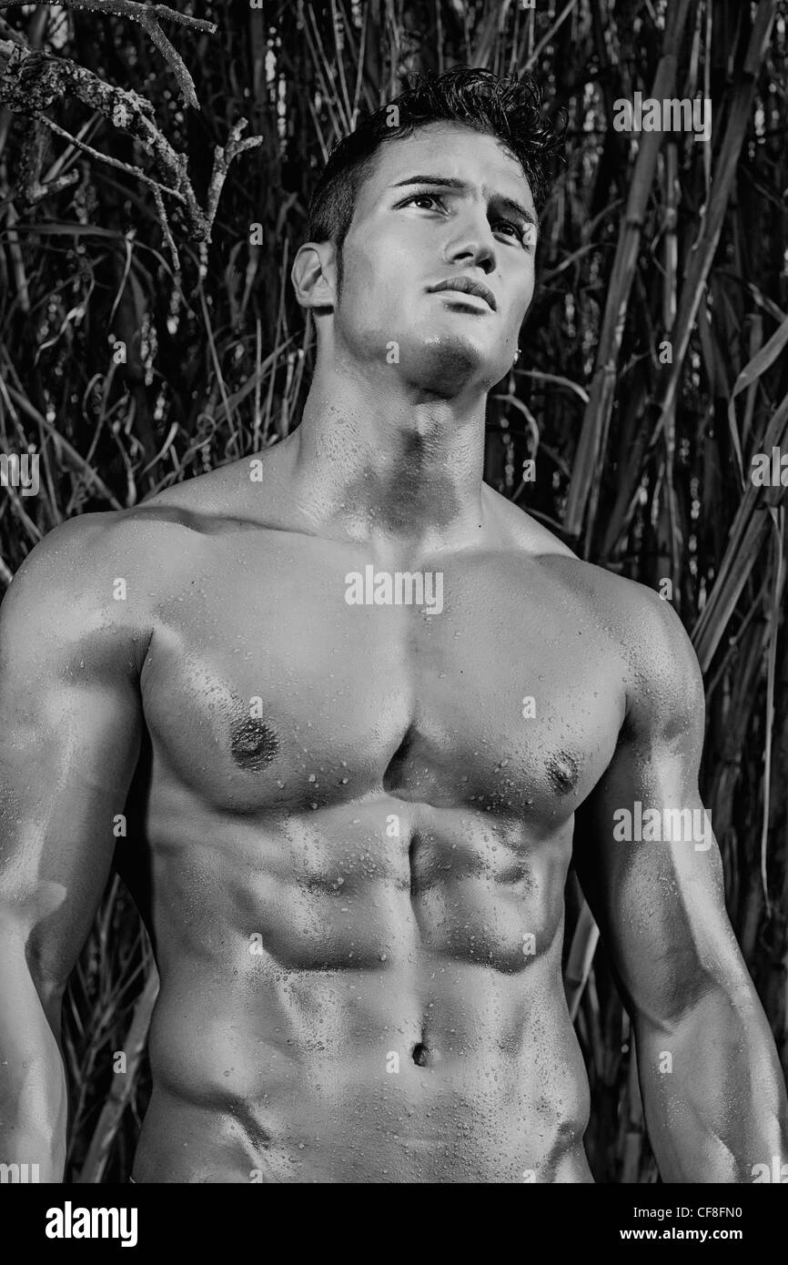 Male chest view Black and White Stock Photos & Images - Alamy