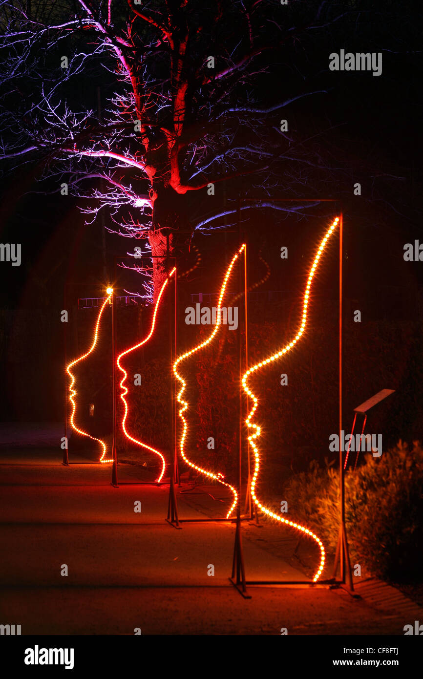 German Light Art Lichtgrenze (The Berlin Wall As A Border Of Light): A