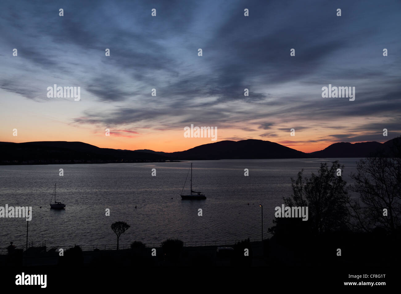 Sunset over Rothesay bay on the isle of Bute Stock Photo - Alamy
