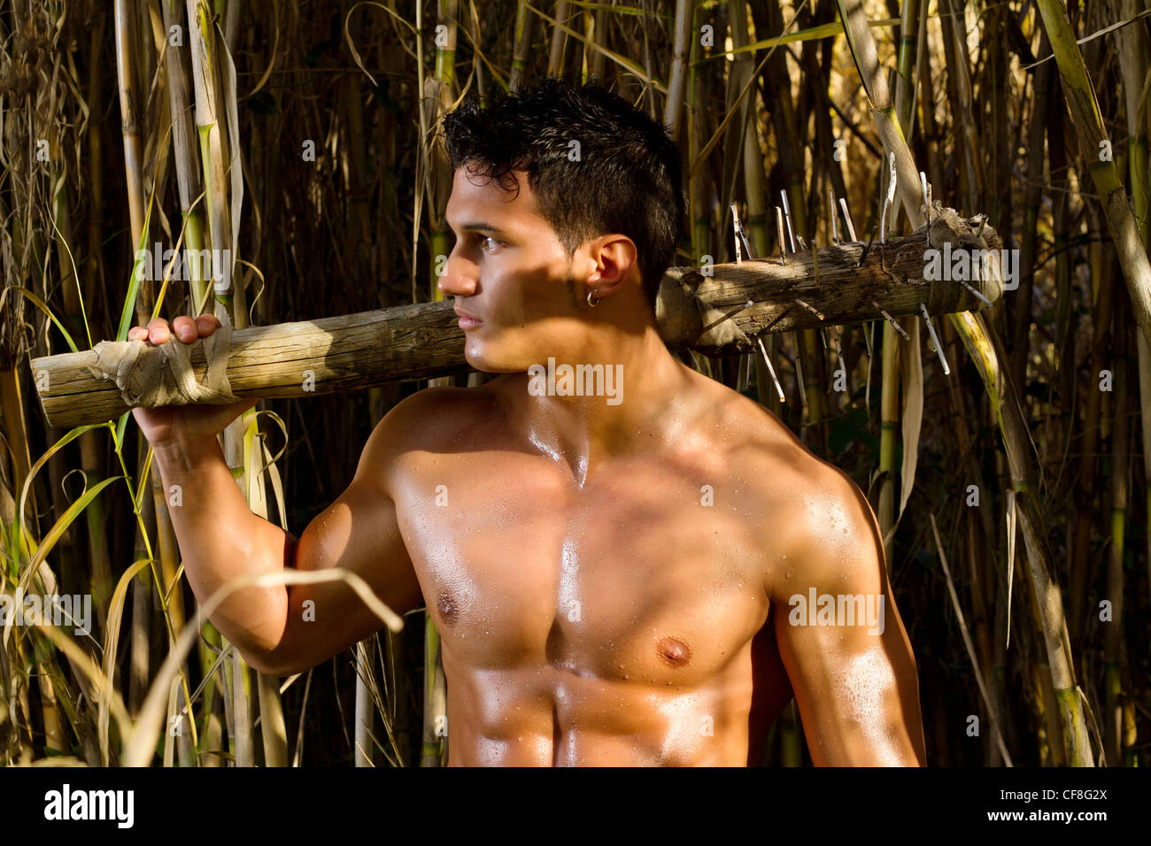 View of a fighter man holding a medieval mace weapon Stock Photo - Alamy
