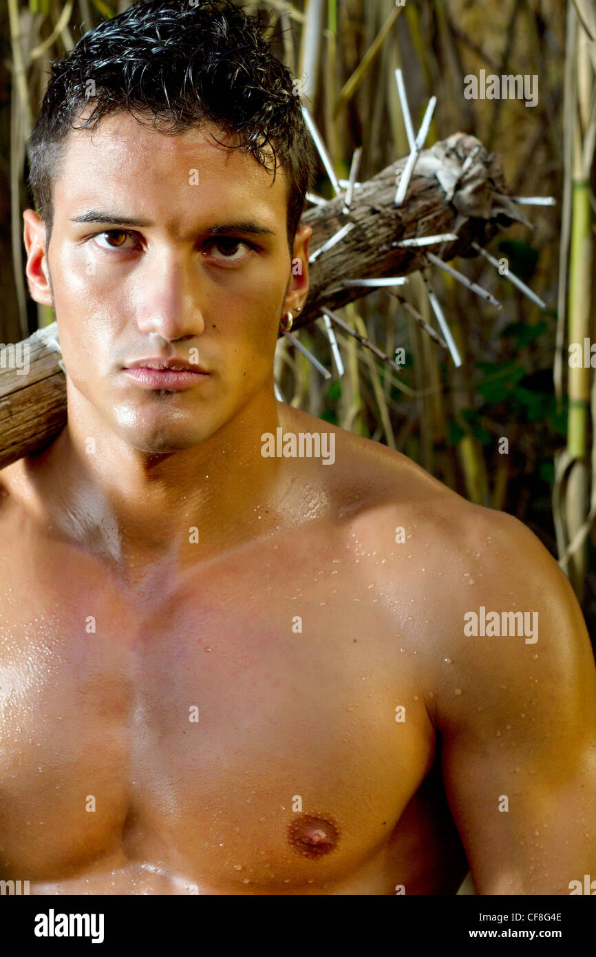 View of a fighter man holding a medieval mace weapon Stock Photo - Alamy