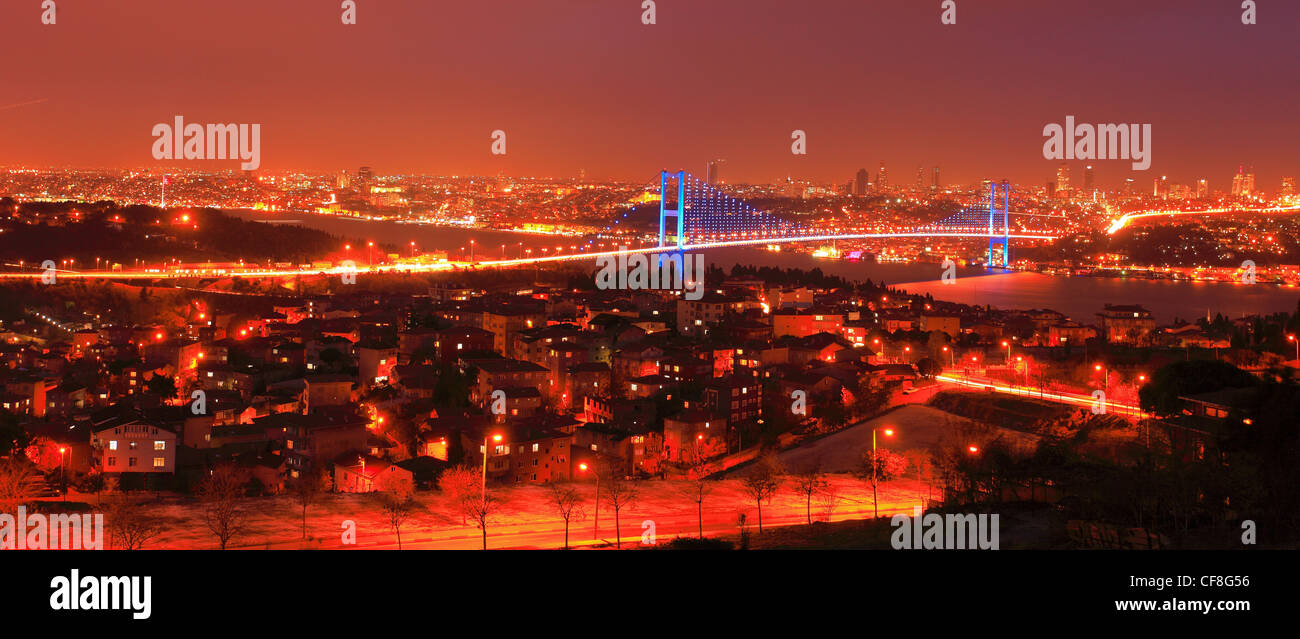 A night view of Istanbul and bosphorus bridge in Turkey Stock Photo - Alamy