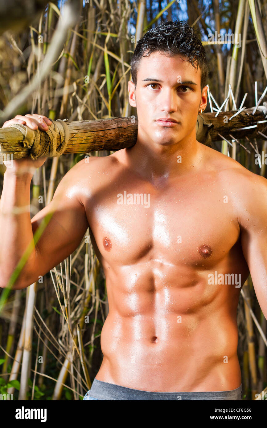 View of a fighter man holding a medieval mace weapon Stock Photo - Alamy