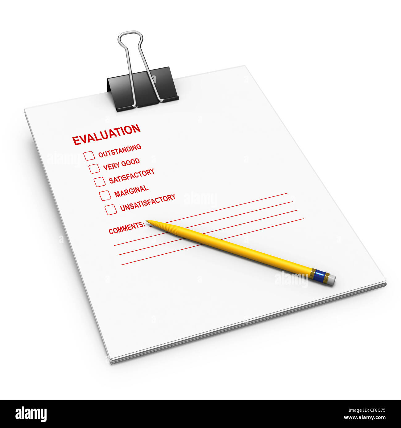 Evaluation checklist xx Evaluation checklist with yellow pen on white ...