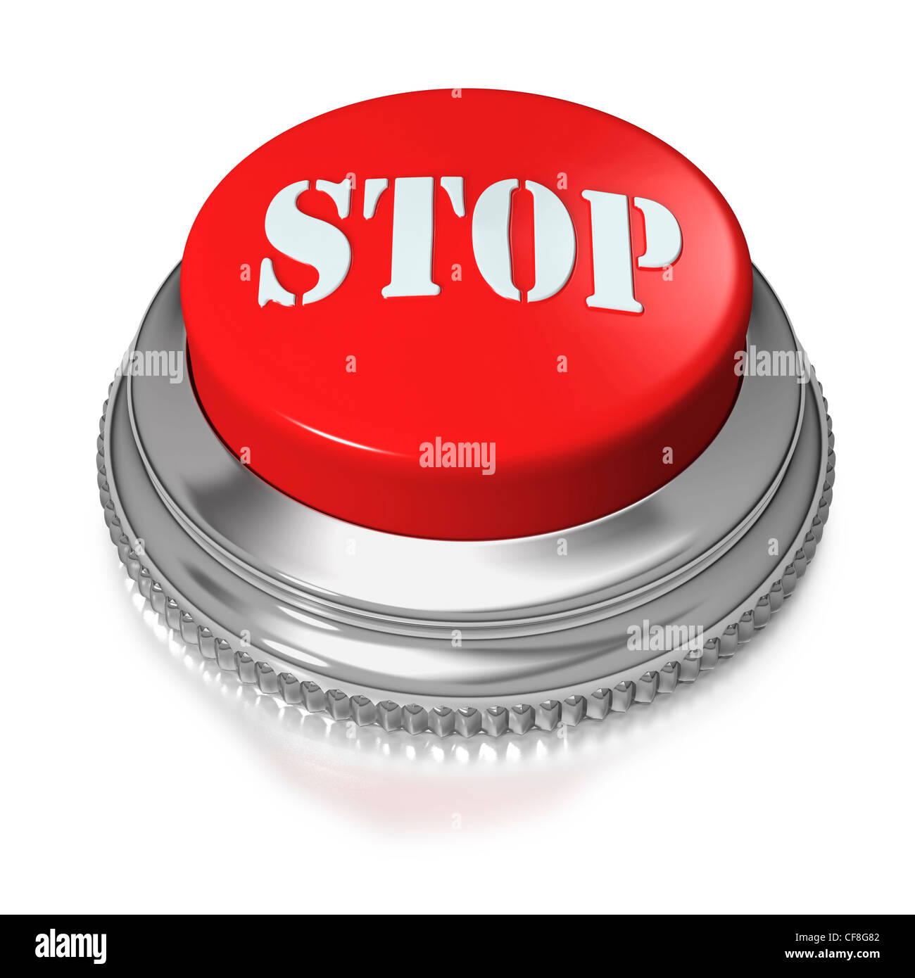 Emergency stop button on white background Stock Photo - Alamy