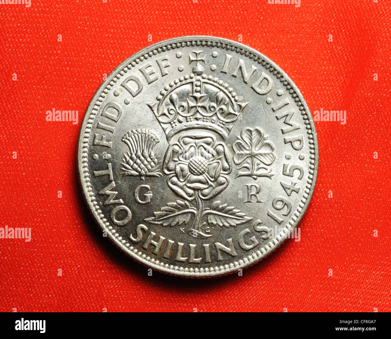 Reverse of a British 1945 George VI 'Florin' Stock Photo - Alamy