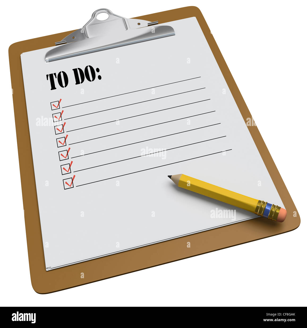 Clipboard with To Do and stubby pencil on white background Stock Photo ...
