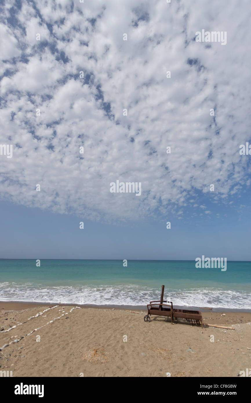 Old broken sunbed at Latchi beach, Paphos area, Cyprus Stock Photo - Alamy