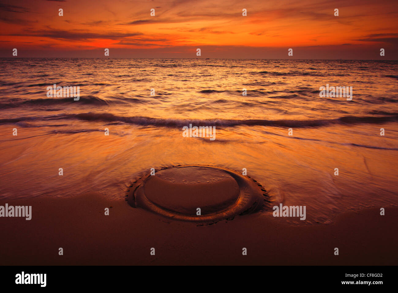 Sunset at Port Dickson beach in Negeri Sembilan, Malaysia Stock Photo ...