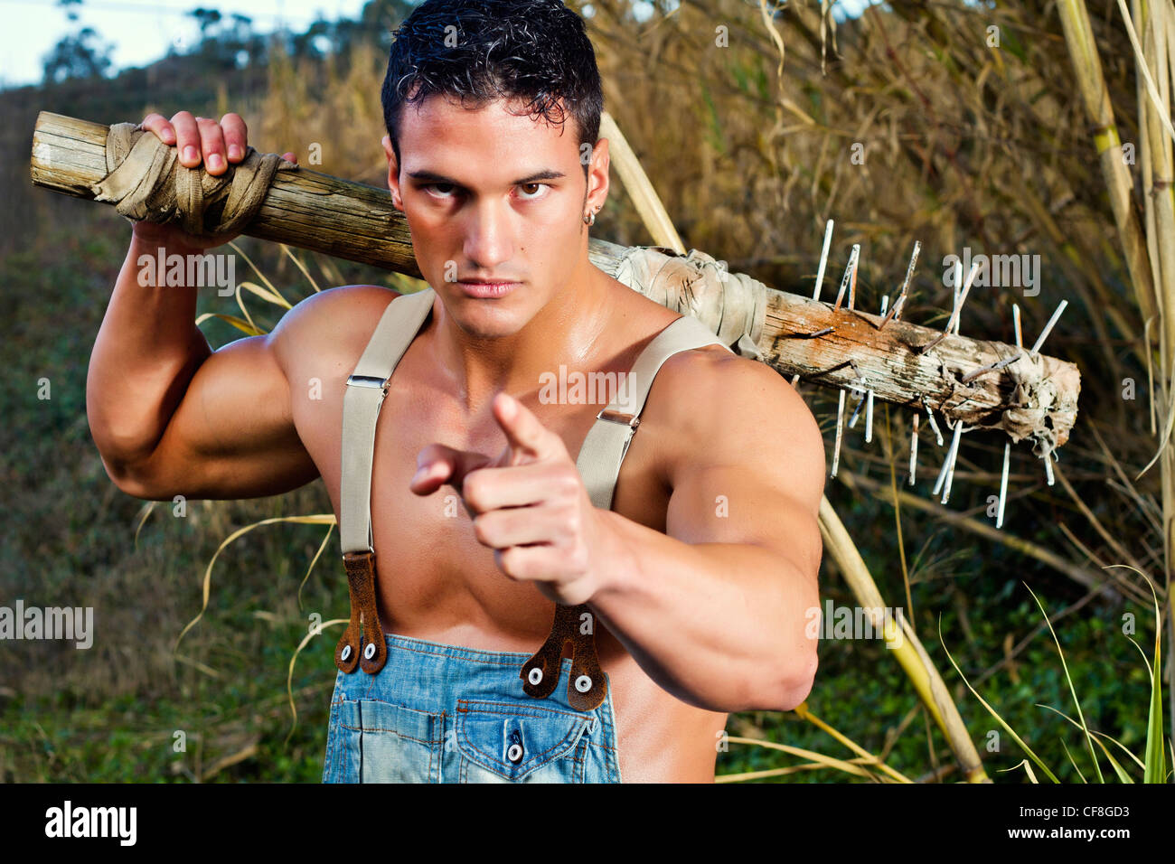 View of a fighter man holding a medieval mace weapon Stock Photo - Alamy