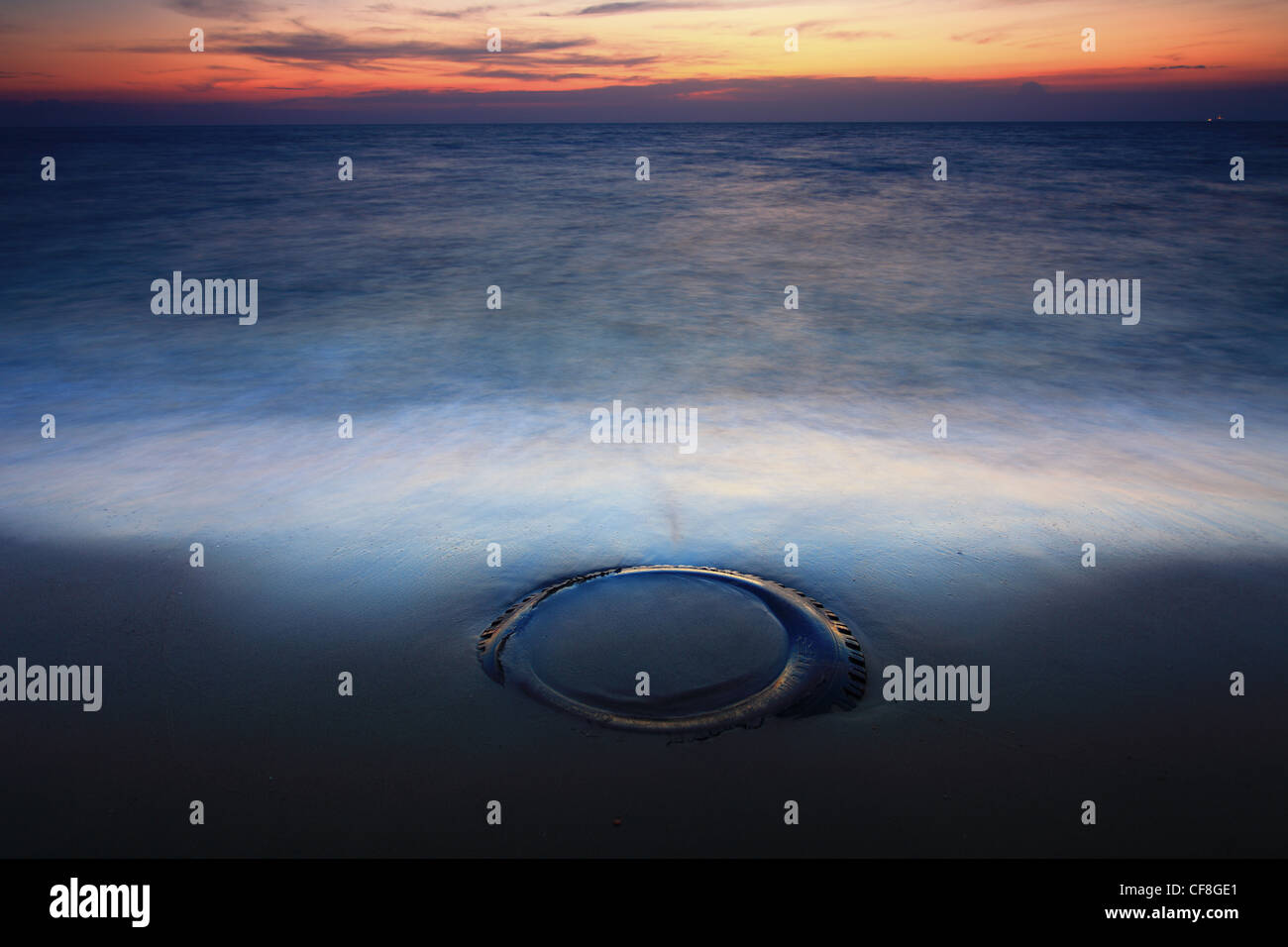 Sunset at Port Dickson beach in Negeri Sembilan, Malaysia Stock Photo ...