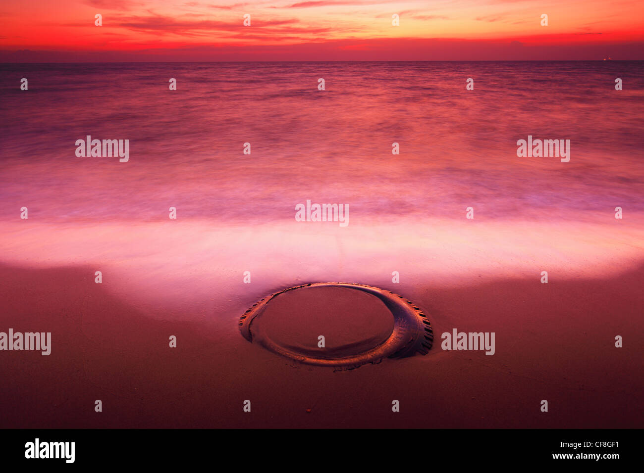 Sunset at Port Dickson beach in Negeri Sembilan, Malaysia Stock Photo ...