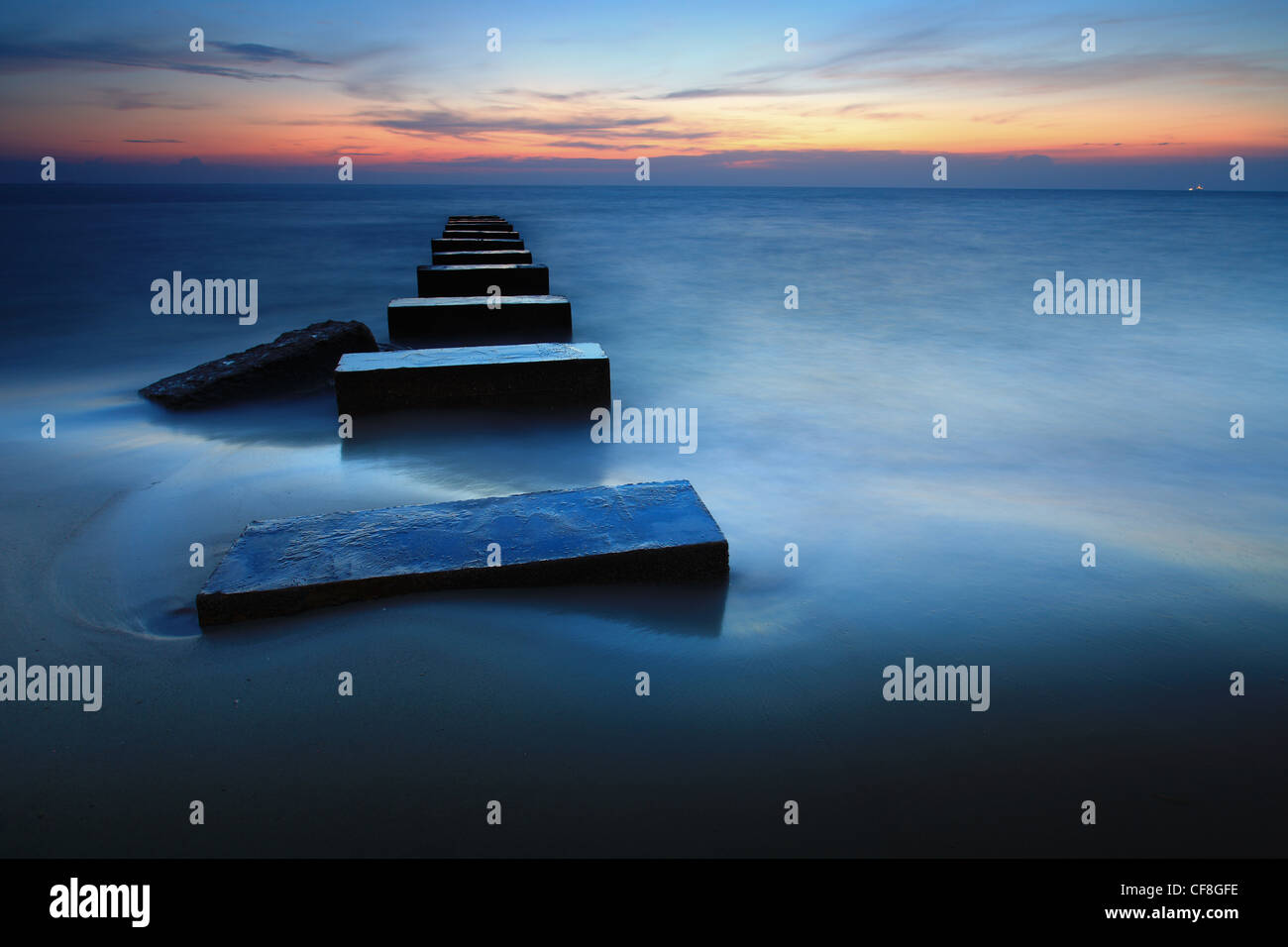 Sunset at Port Dickson beach in Negeri Sembilan, Malaysia Stock Photo ...