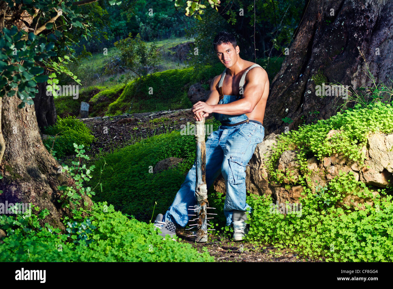 View of a fighter man holding a medieval mace weapon Stock Photo - Alamy