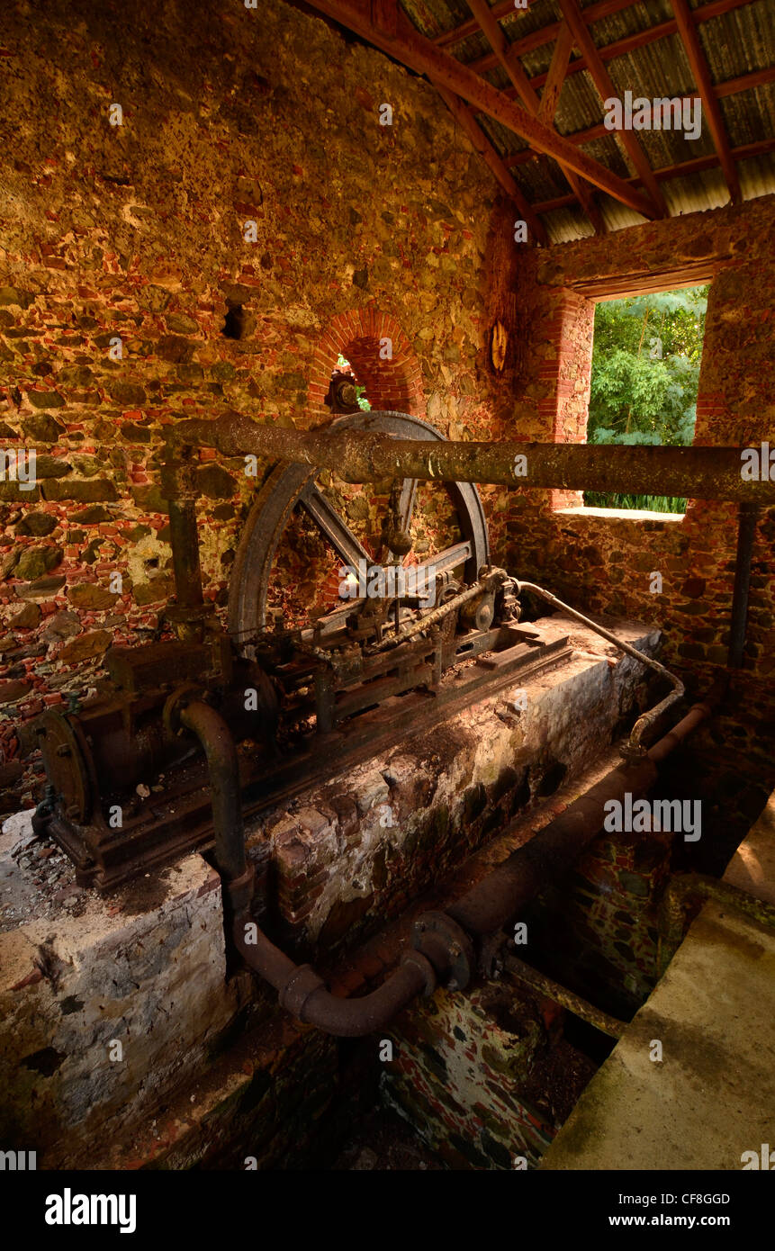 Old steam engine in old sugar mill, St. John, U.S. Virgin Islands Stock ...