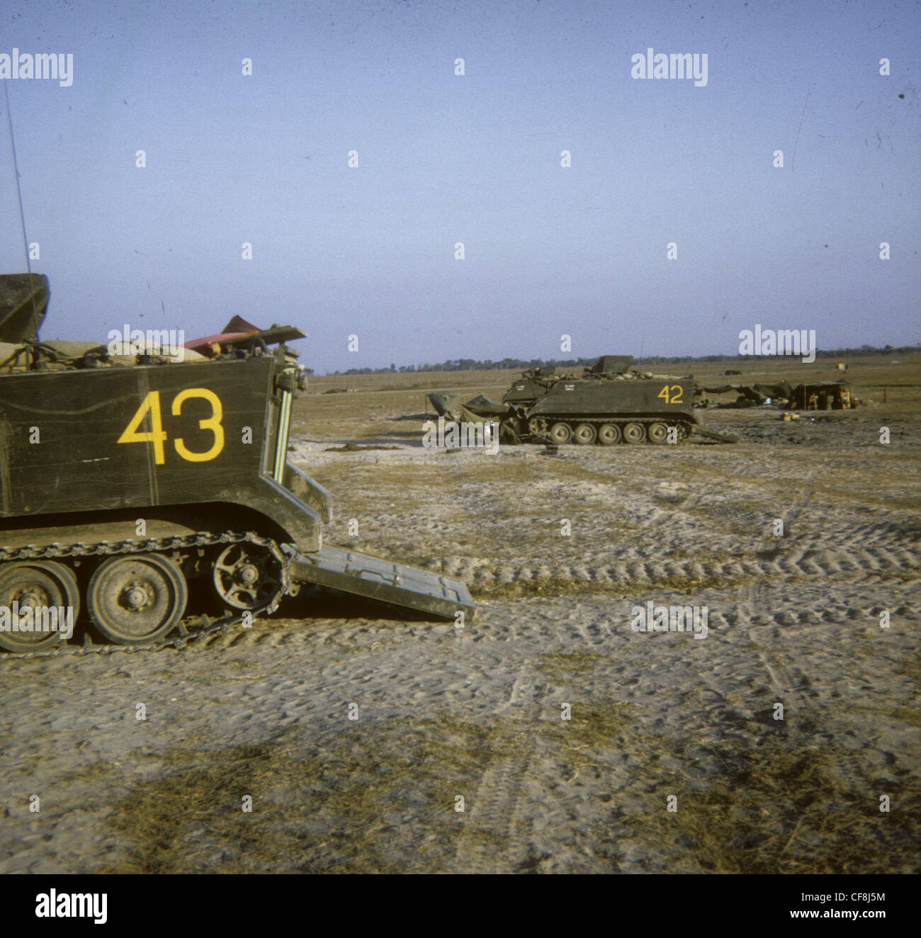 APCs parked in defensive formation 1/5th (Mechanized) Infantry CU CHI ...