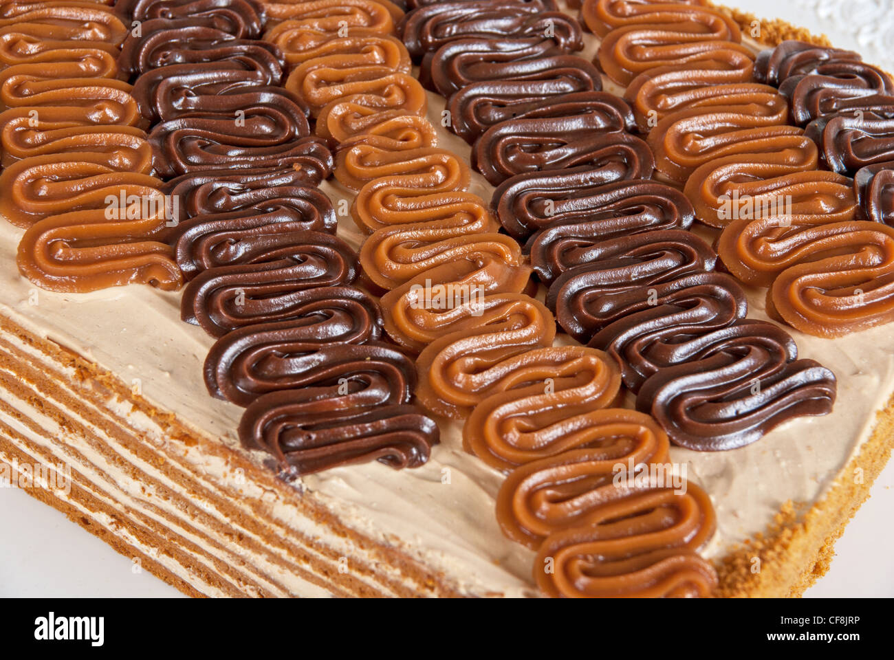 cream cake closeup on a white background Stock Photo - Alamy