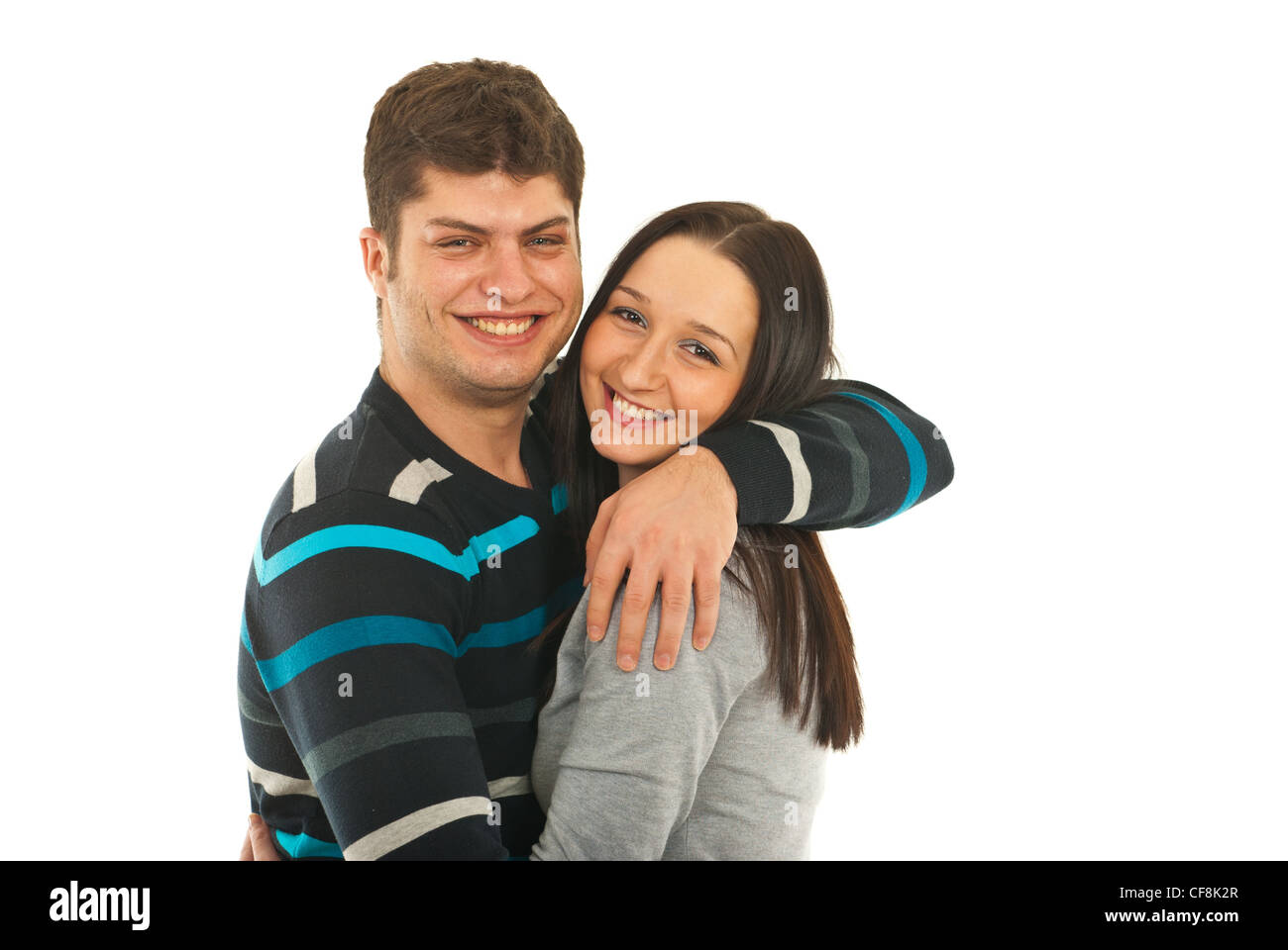 Happy couple hugging together isolated on white background Stock Photo ...