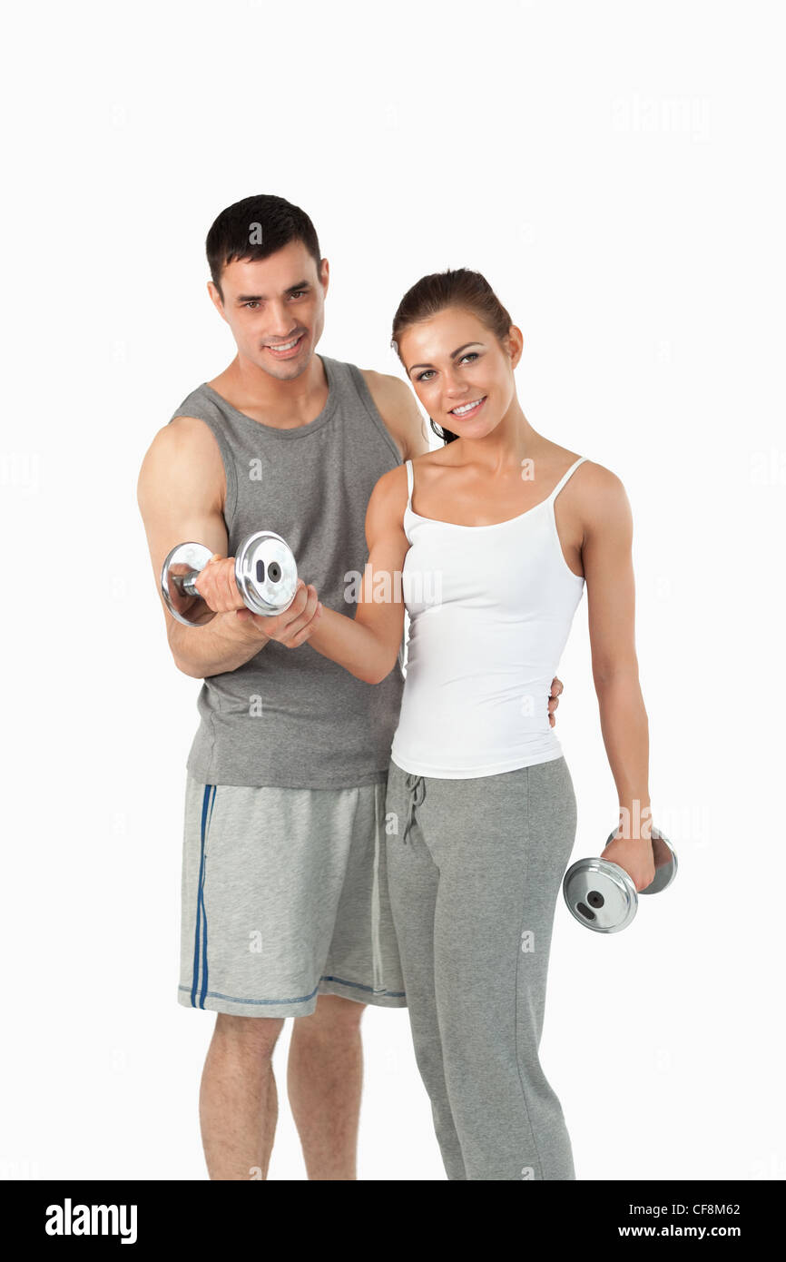 Young man woman training Cut Out Stock Images & Pictures - Alamy