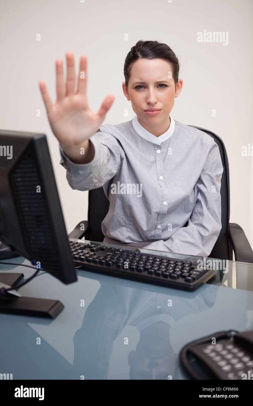 Disappointed woman sitting table hi-res stock photography and images ...