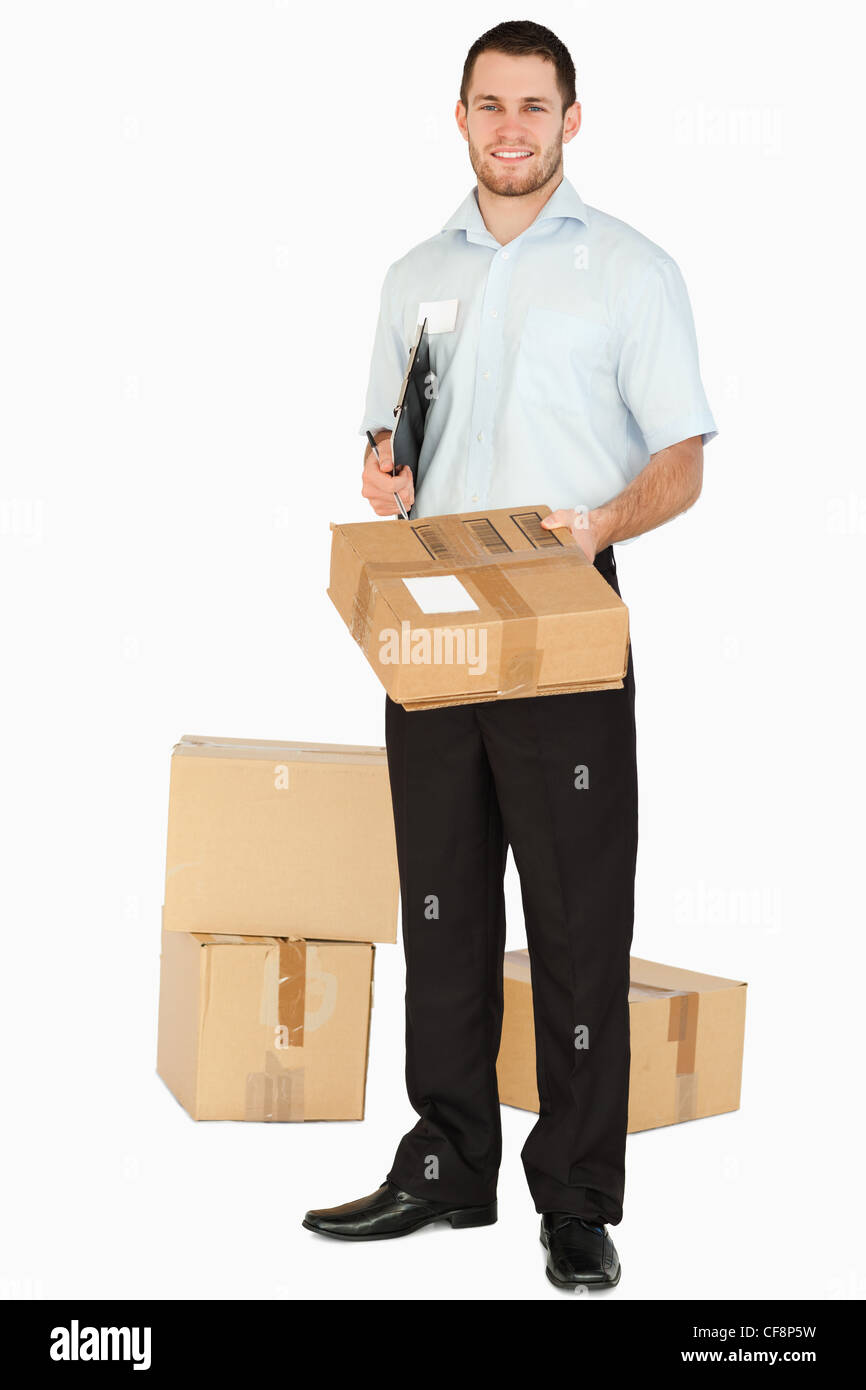 Postman handing over hi-res stock photography and images - Alamy