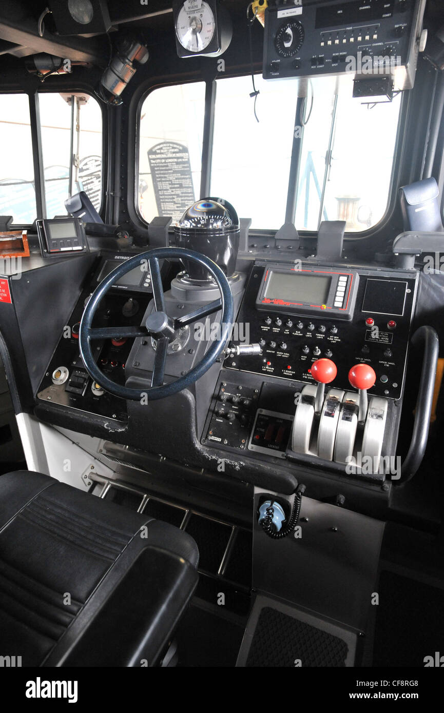 RNLI lifeboat wheelhouse helm Stock Photo - Alamy