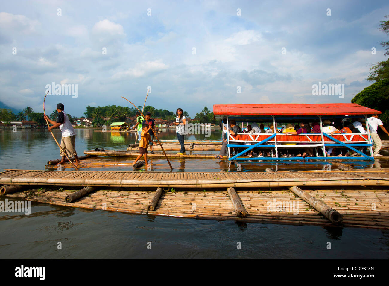 Cangkvang, Indonesia, Asia, Java, lake, boat, ferry, ferryboat, people ...