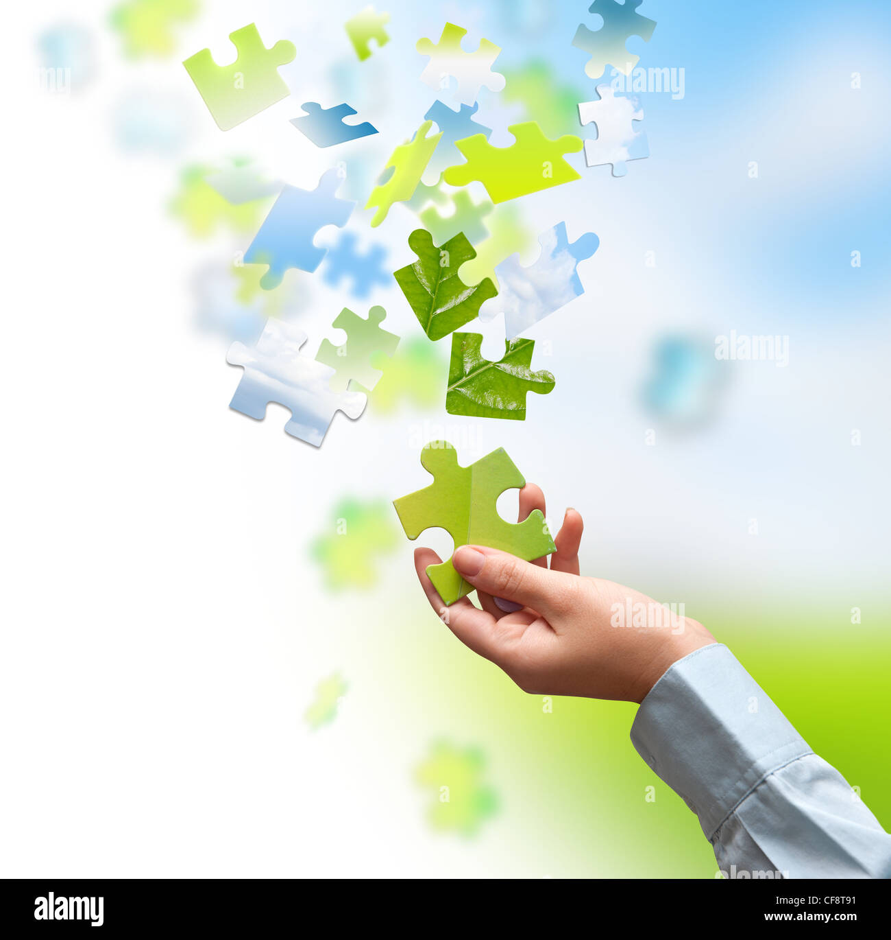 Puzzle piece green hi-res stock photography and images - Alamy