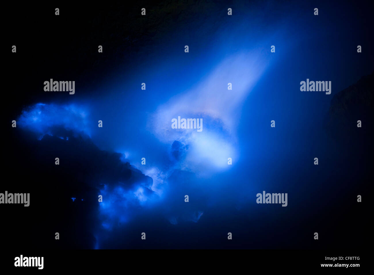 Ijen burning sulphur, sulfur, Indonesia, Asia, Java, volcano, volcanism ...