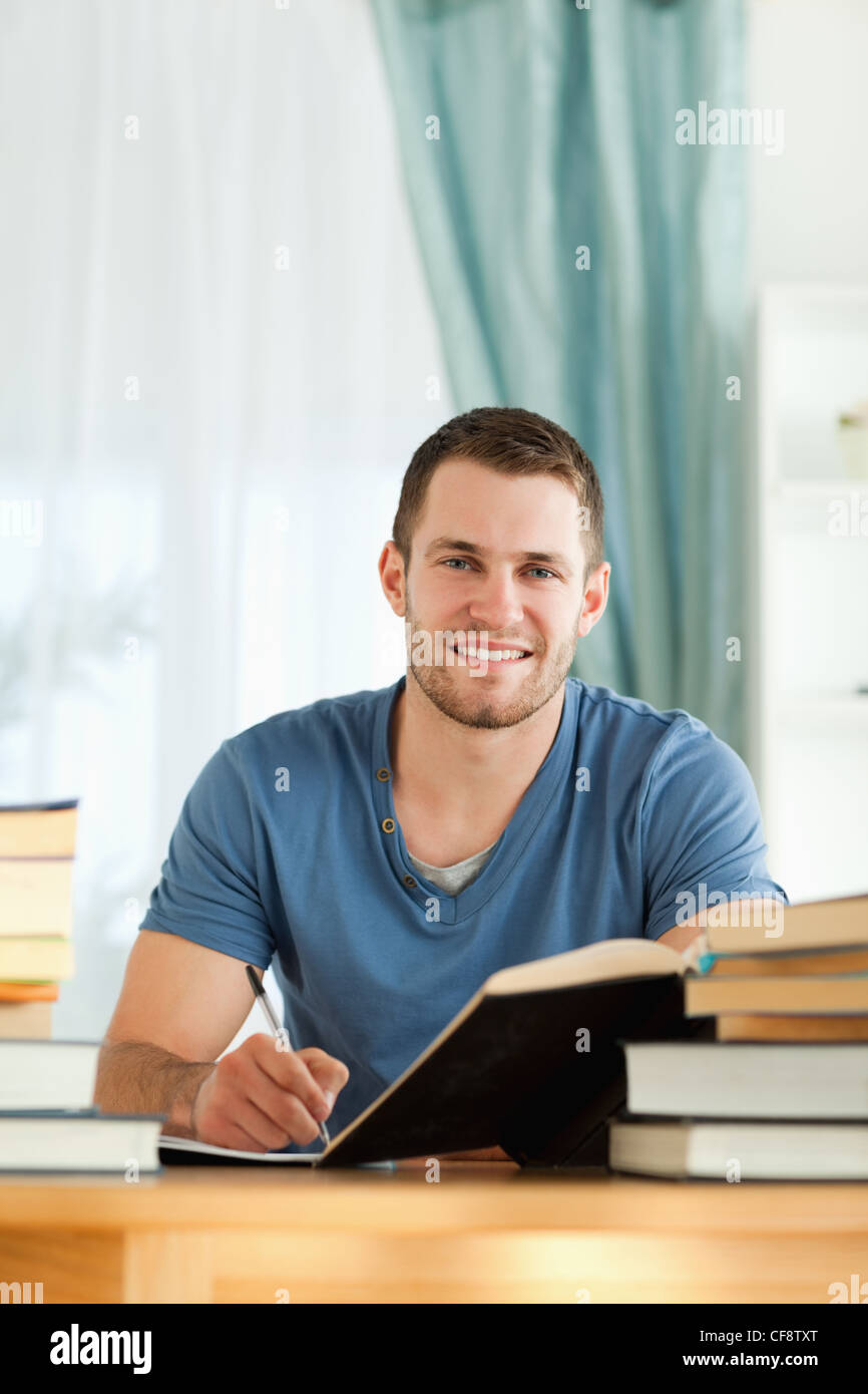 Student reviewing his subject material Stock Photo - Alamy