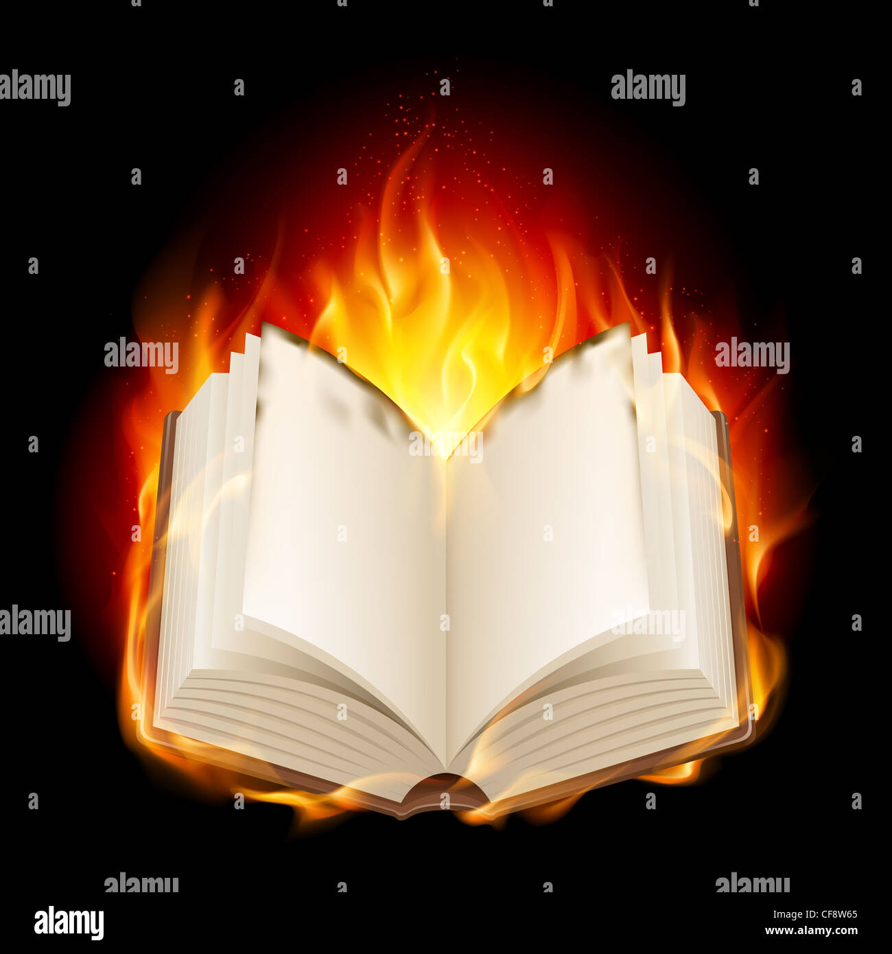 Burning book. Illustration on black background for design Stock Photo ...