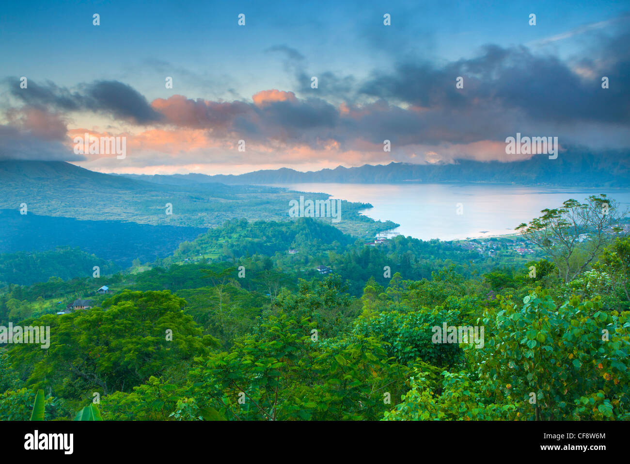Lake Batur, Indonesia, Asia, Bali, lake, primeval forest, jungle, rain ...