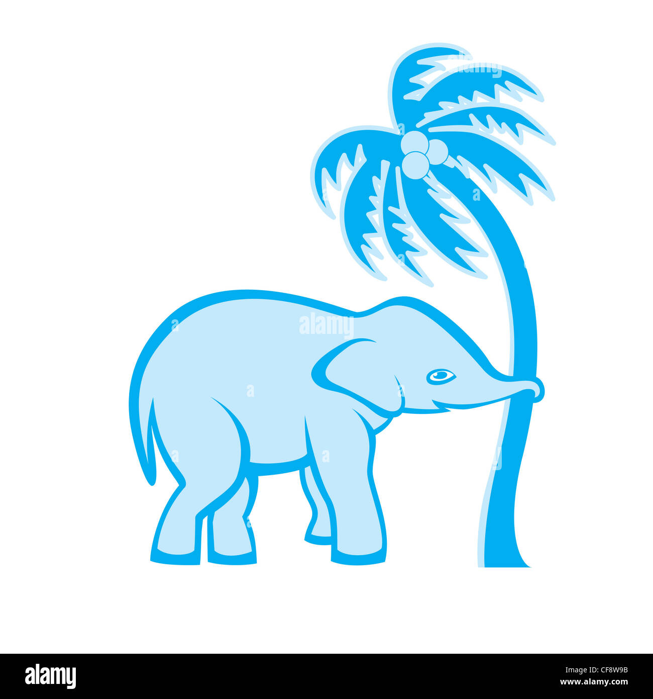 Elephant is pulling out the palm tree Stock Photo - Alamy