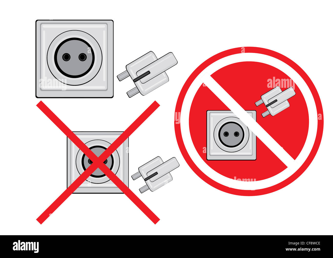 Set of plug and socket. illustration on white background Stock Photo ...