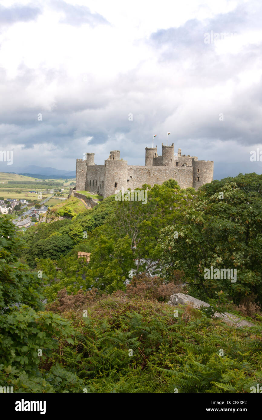 Harlech Castle is built to a concentric plan, with one line of defences ...