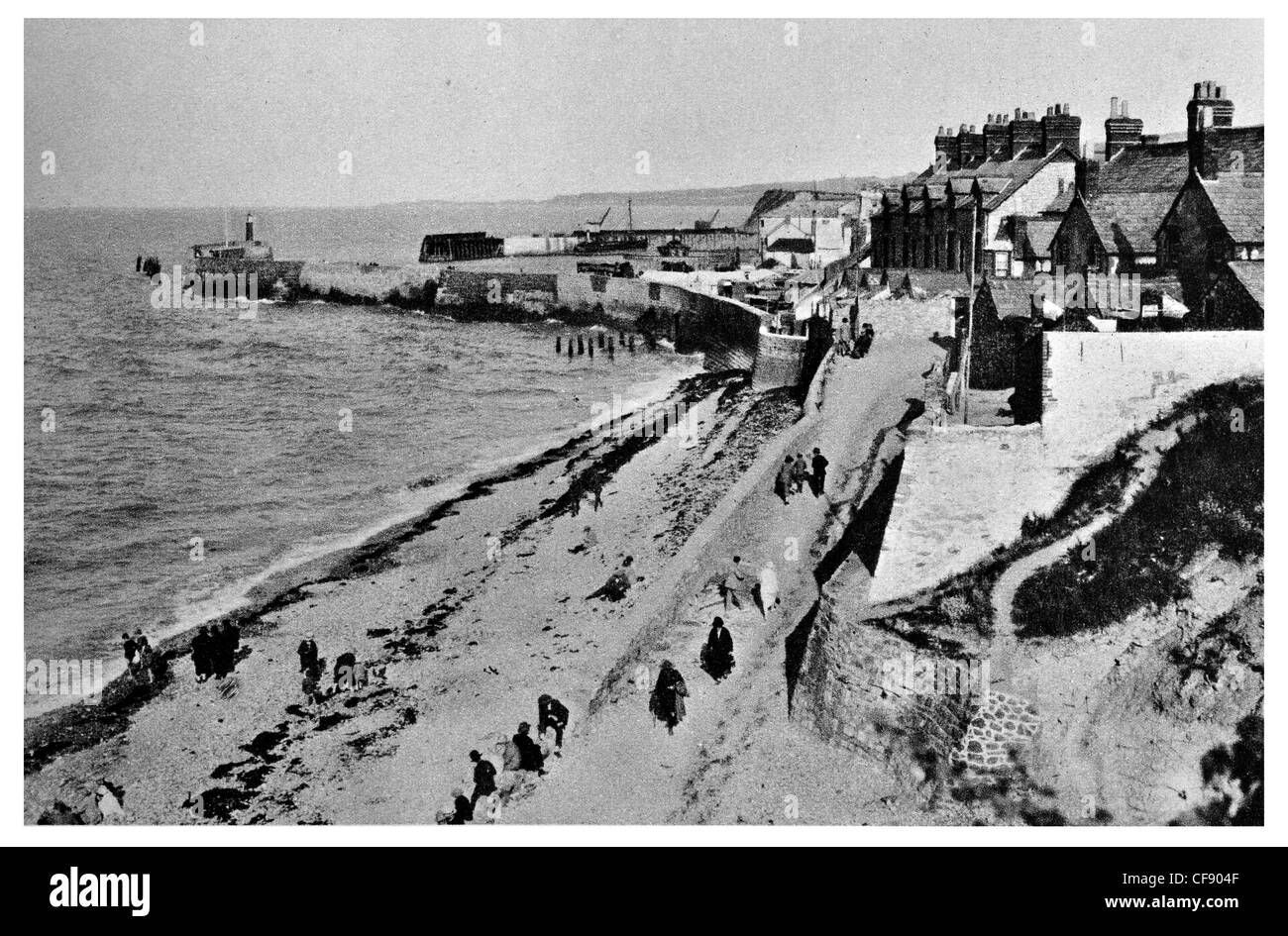 Watchet Harbour town beach village town Bridgwater Bay Somerset South ...