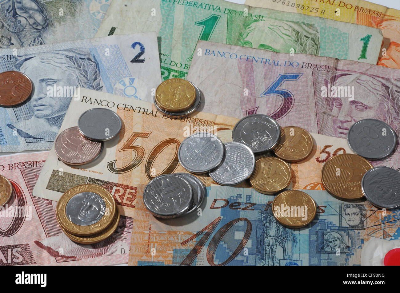 Money, notes, coins, colorful, Real, Cruzeiro, currency, Reais, Brazil ...