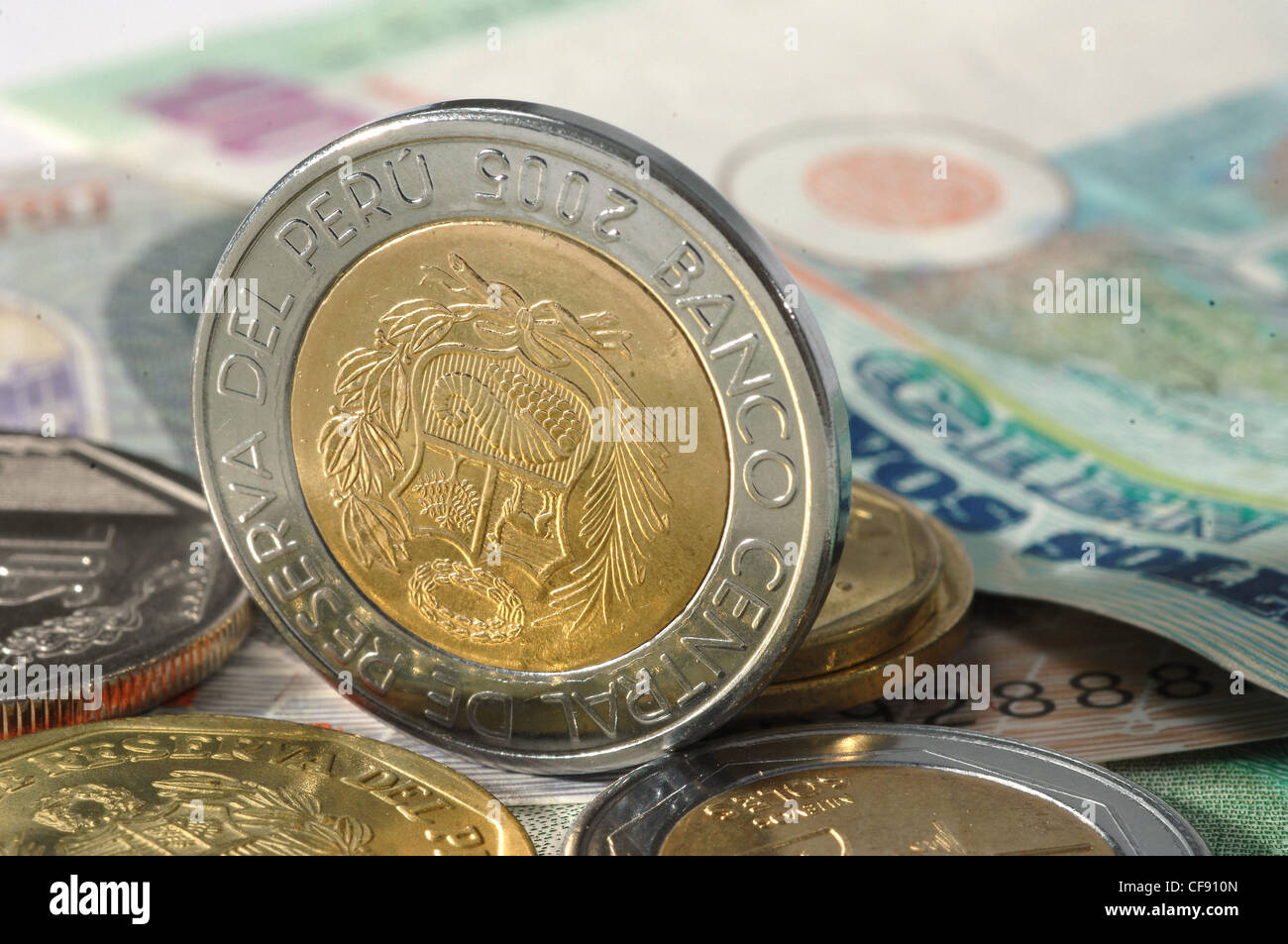 Money, notes, coins, colorful, Centimos, currency, Peru Stock Photo - Alamy
