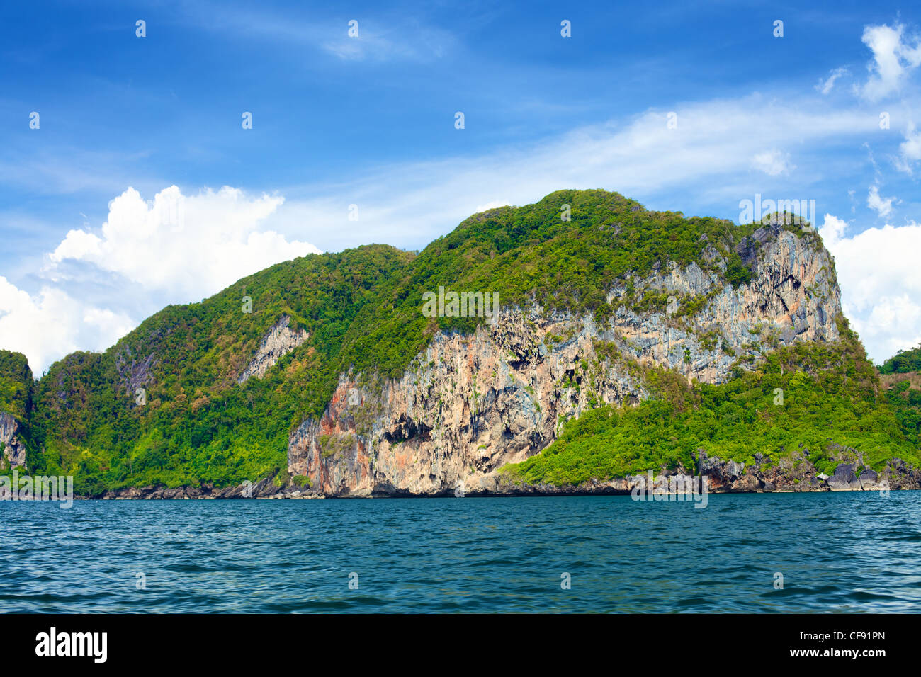 tall cliff with trees at Andaman Sea, Thailand Stock Photo - Alamy